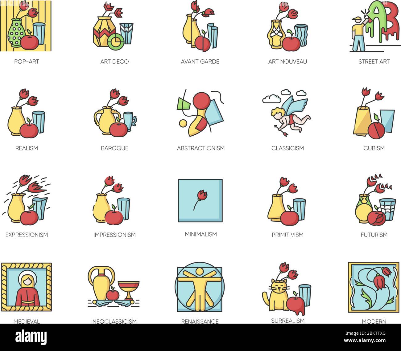 Art movements RGB color icons set Stock Vector Image & Art - Alamy