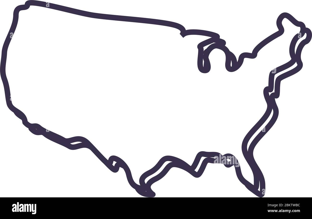 Usa map line style icon design, United states independence day country ...