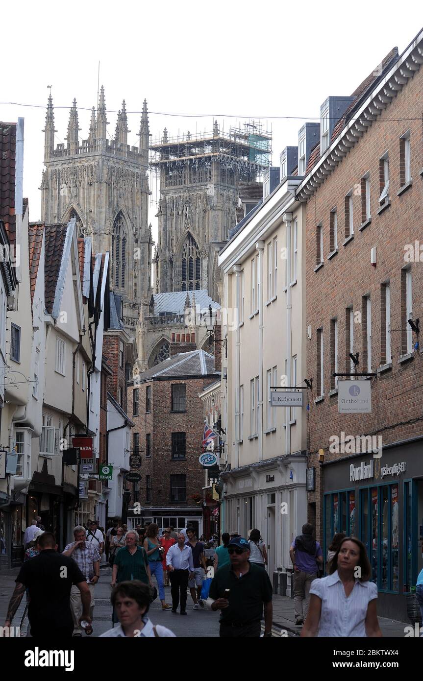 Low Petergate with the Minster towering above Stock Photo - Alamy