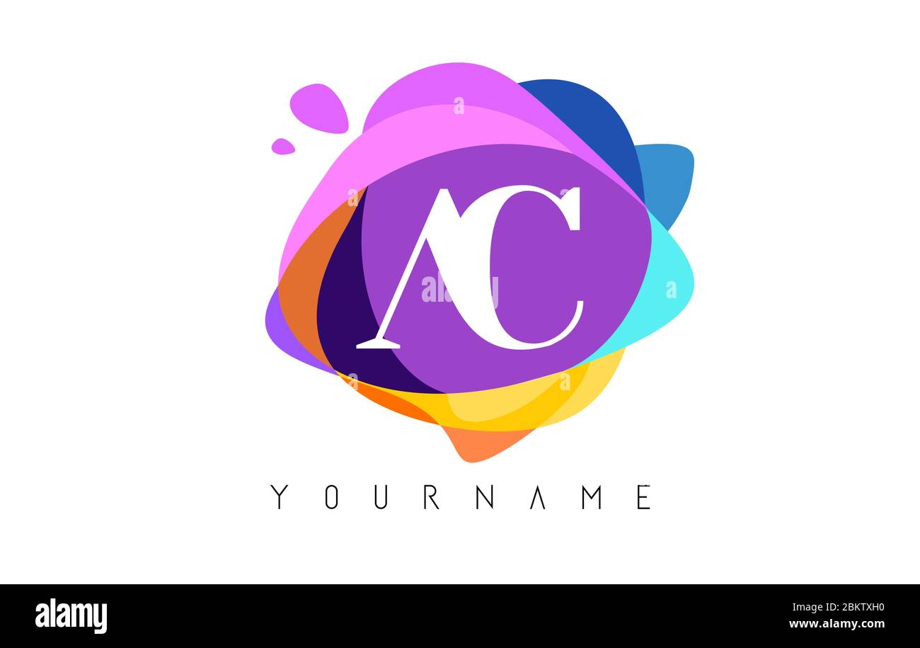 Letters AC A C logo with colorful splat and geometrical forms. Abstract ...