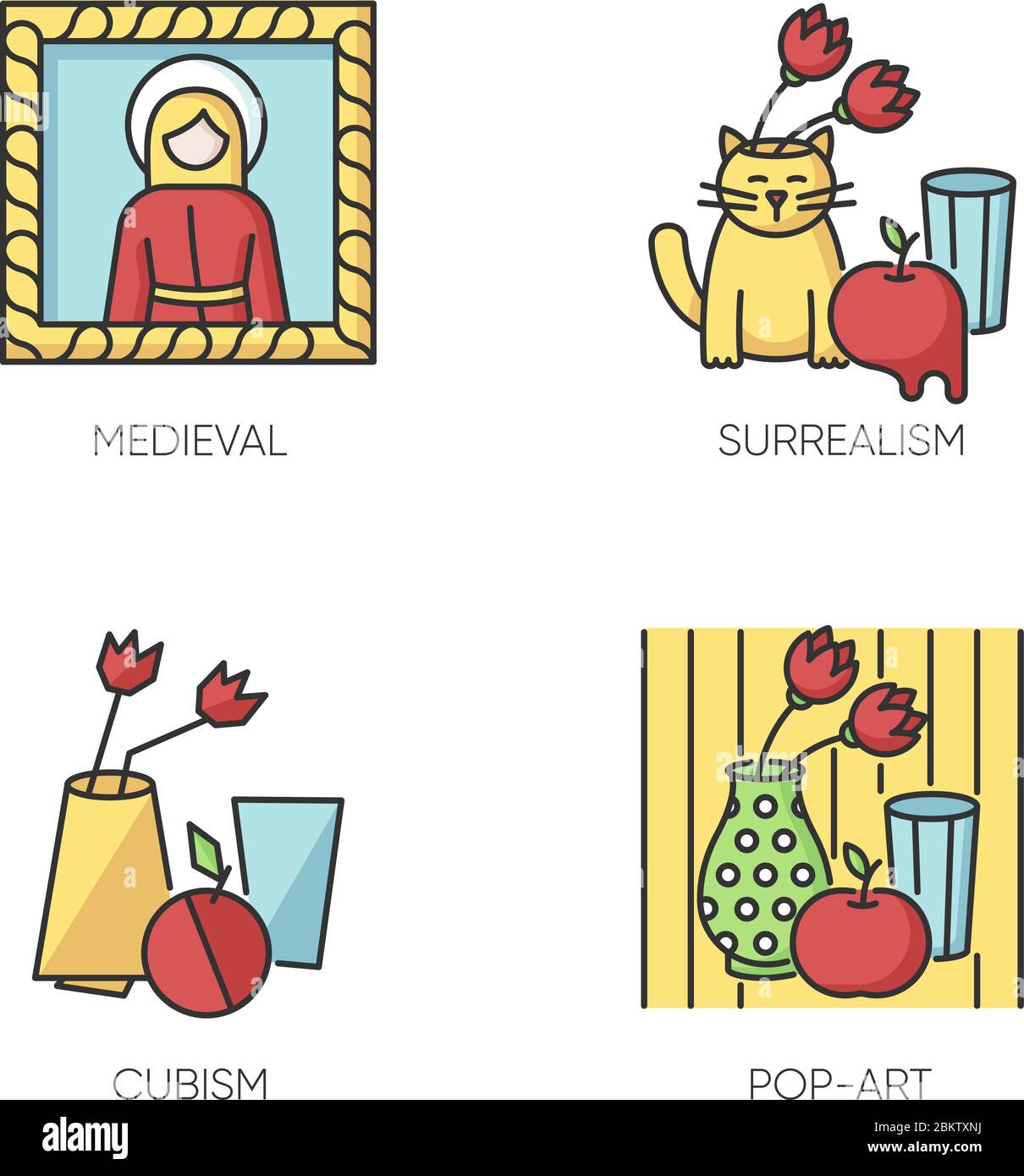 Art movements RGB color icons set Stock Vector Image & Art - Alamy