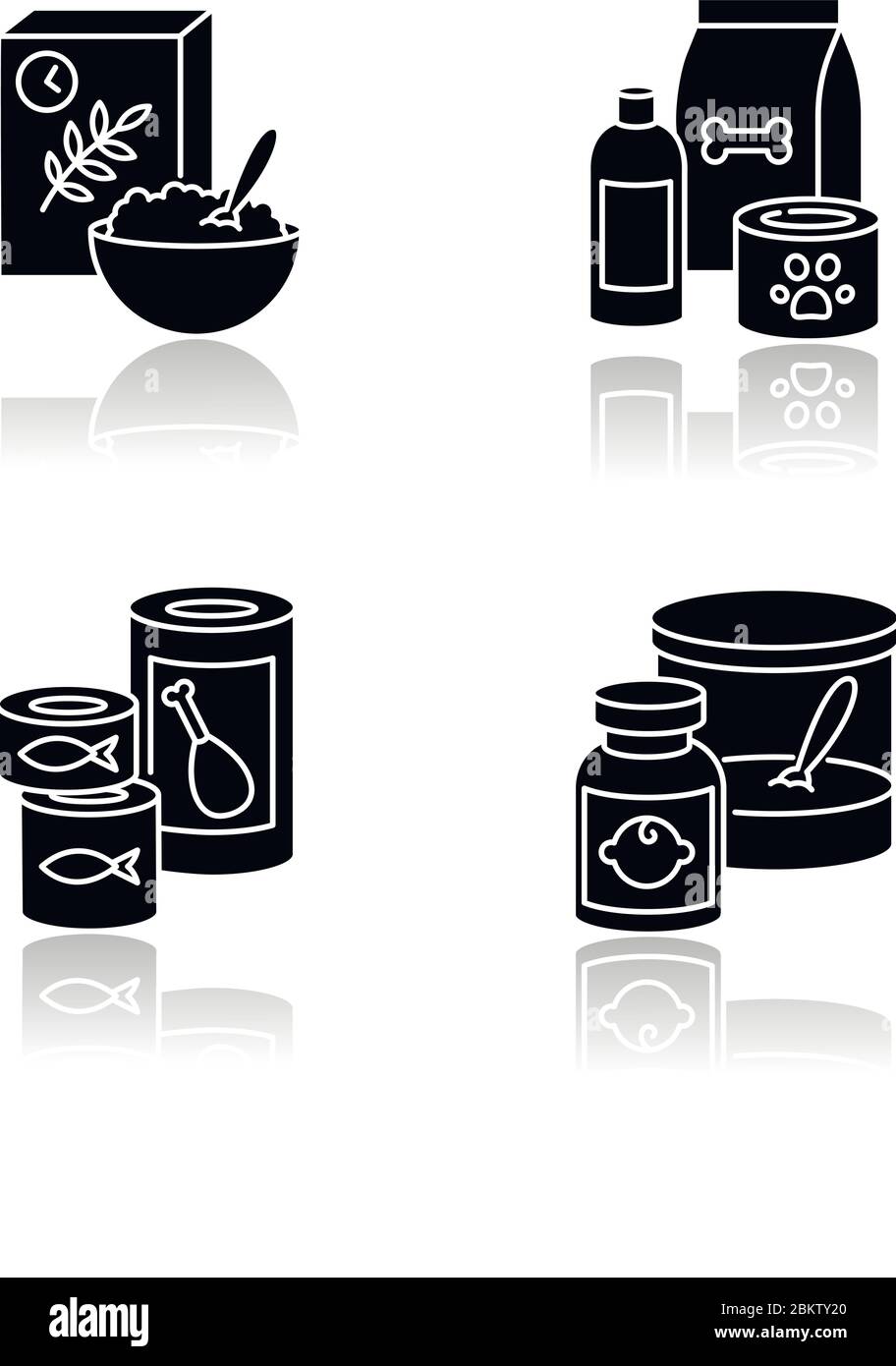 Food items drop shadow black glyph icons set Stock Vector Image & Art ...
