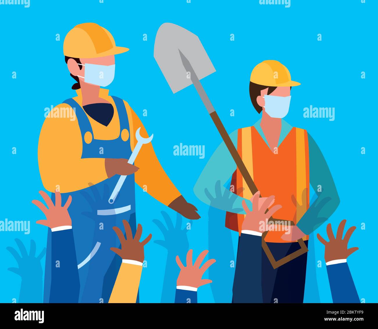 thanks to professional men for their work vector illustration design ...