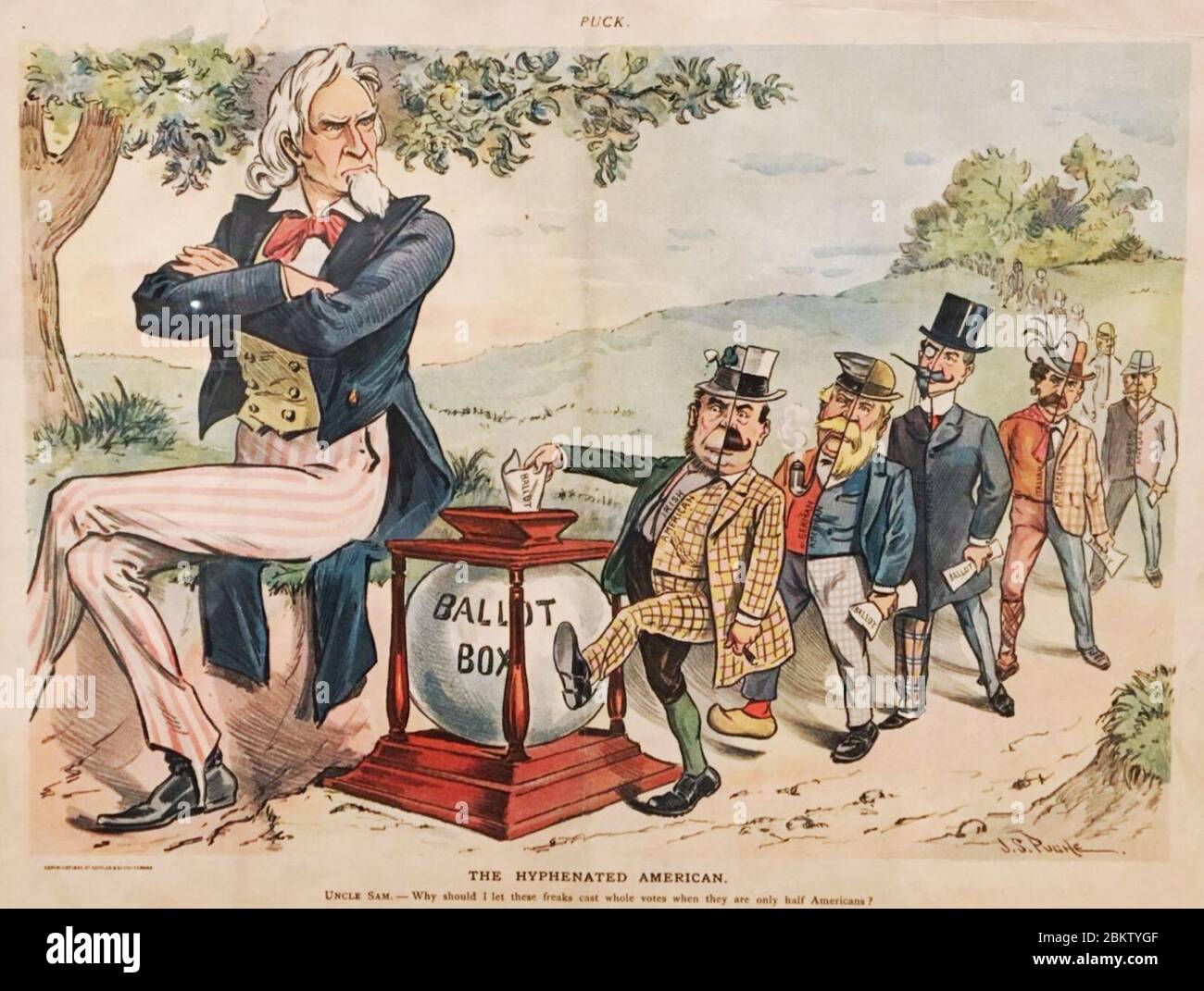 Hyphenated Americans Voting Cartoon 1899 Stock Photo - Alamy