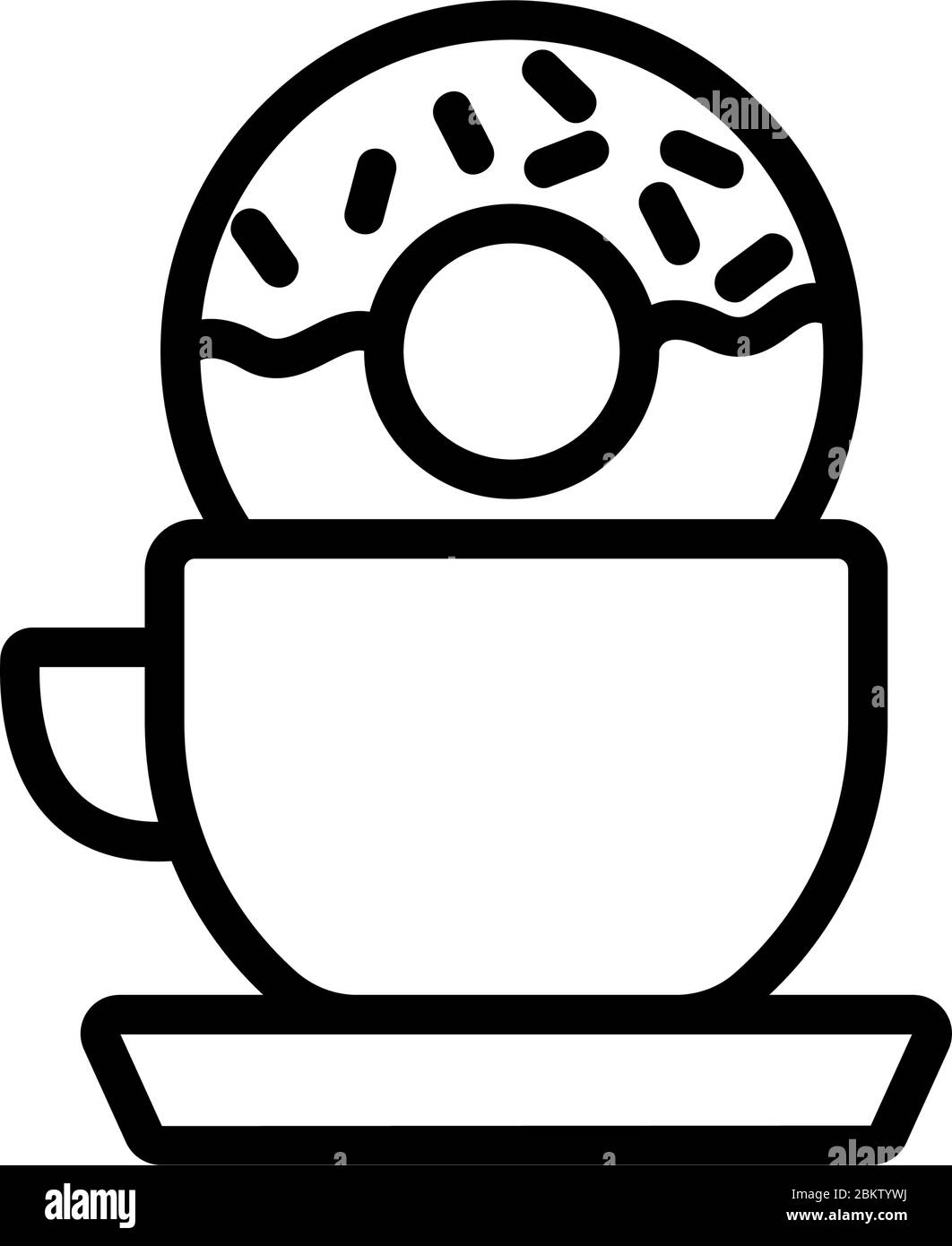 dipping donut in cup of tea icon vector outline illustration Stock ...