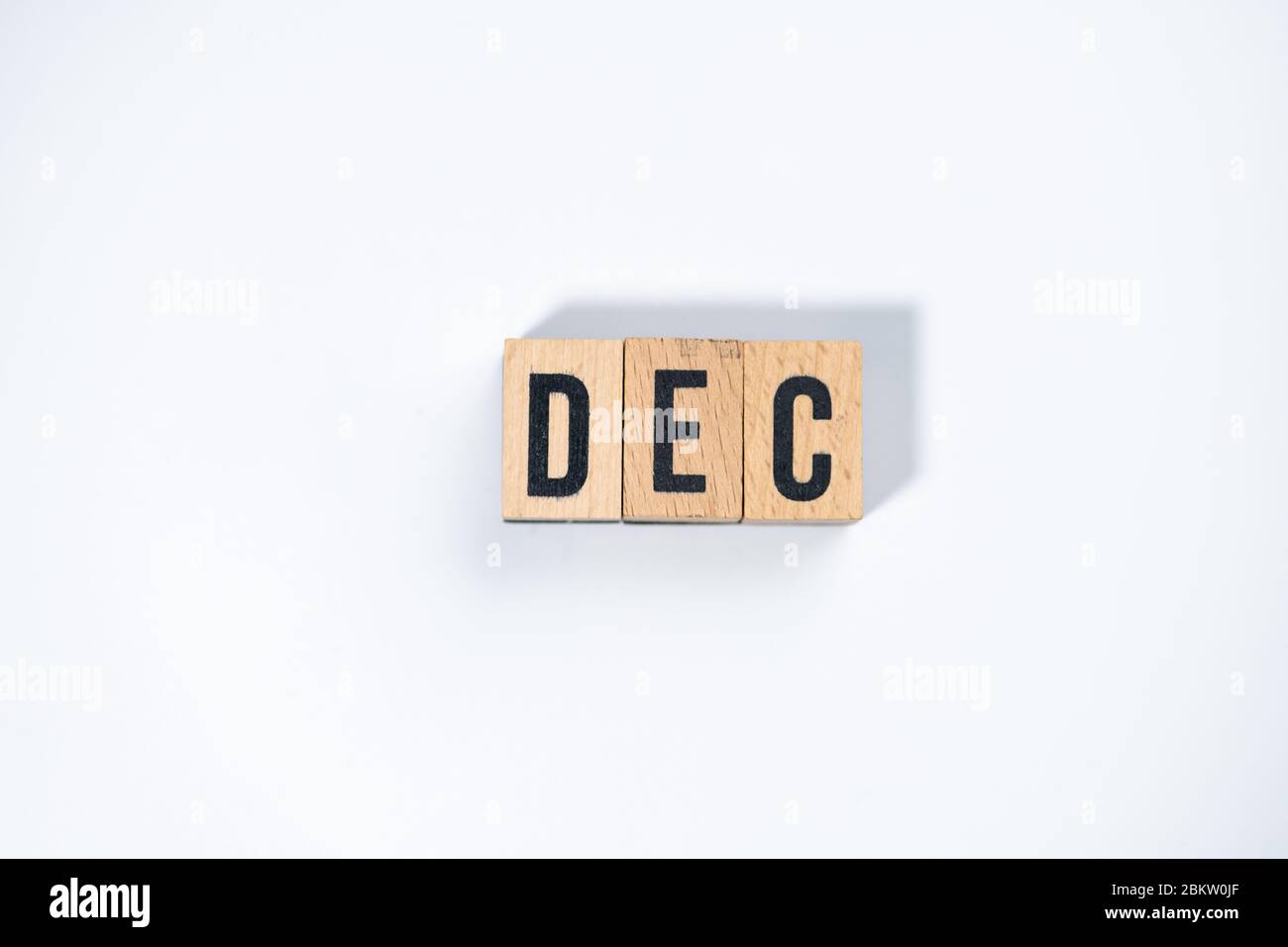 " DEC " text made of wooden cube on White background Stock Photo - Alamy