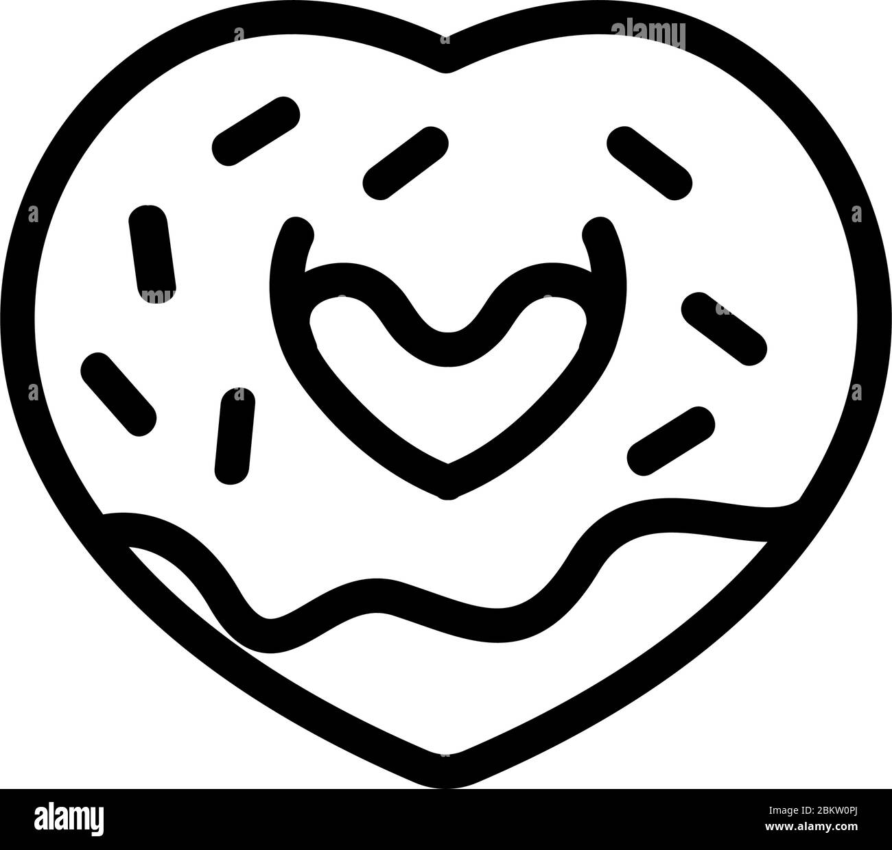 heart shaped donut icon vector outline illustration Stock Vector Image ...