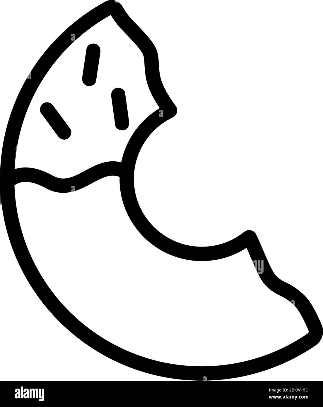 half bitten donut in glaze icon vector outline illustration Stock ...