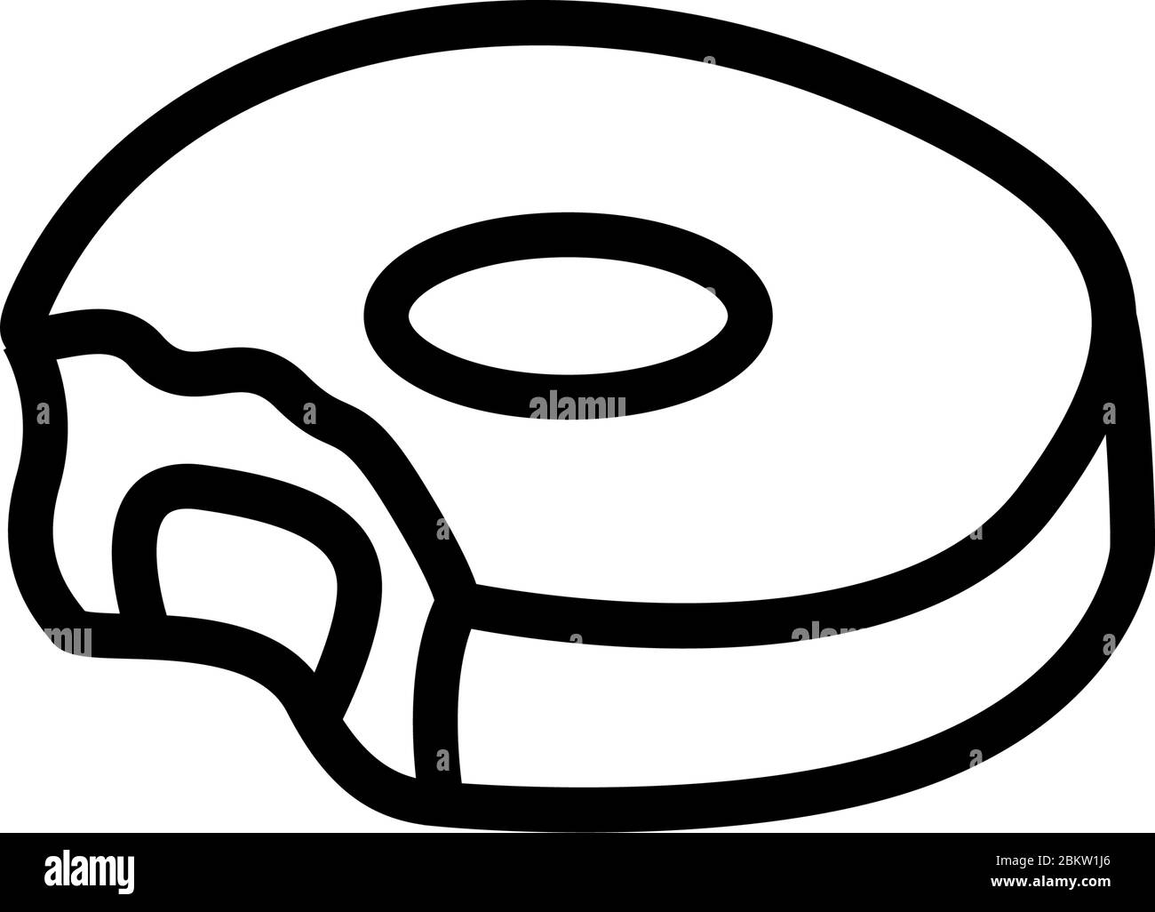 bitten icing donut icon vector outline illustration Stock Vector Image ...