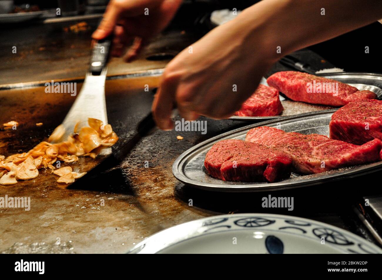 Chef preparing Kobe Beef, Kobe, Japan Stock Photo - Alamy