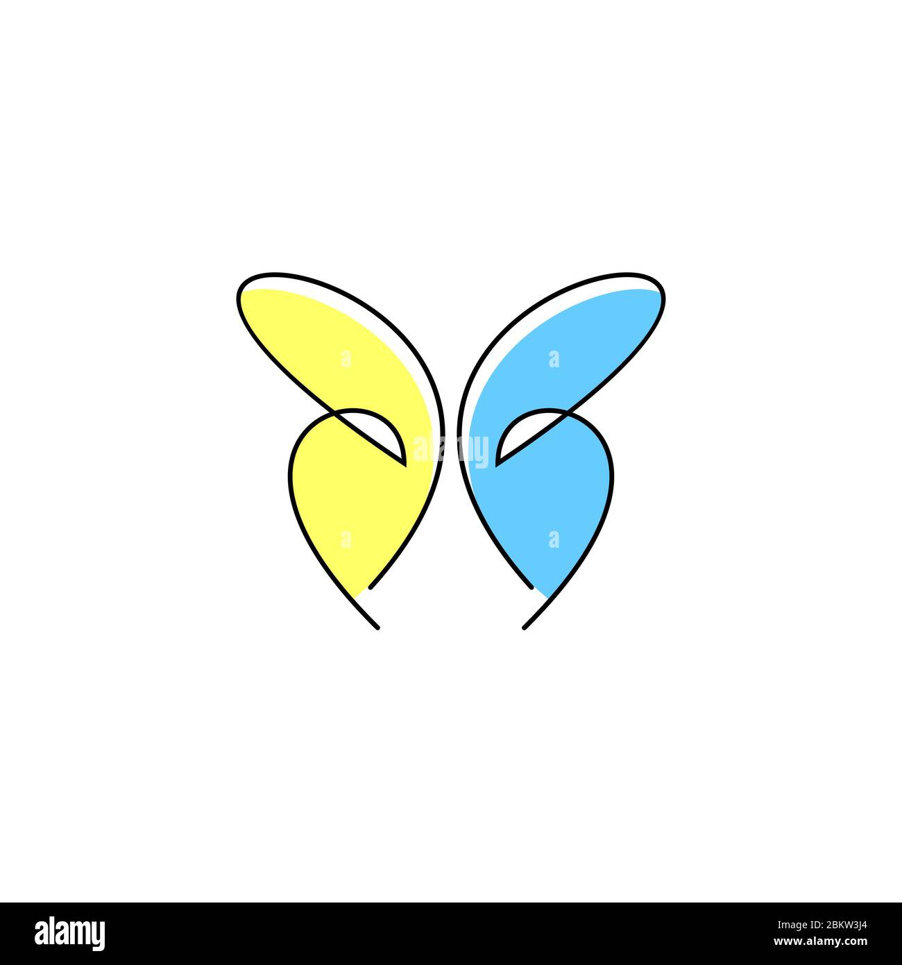Butterfly linear style, with initial letter B design concept, isolated ...