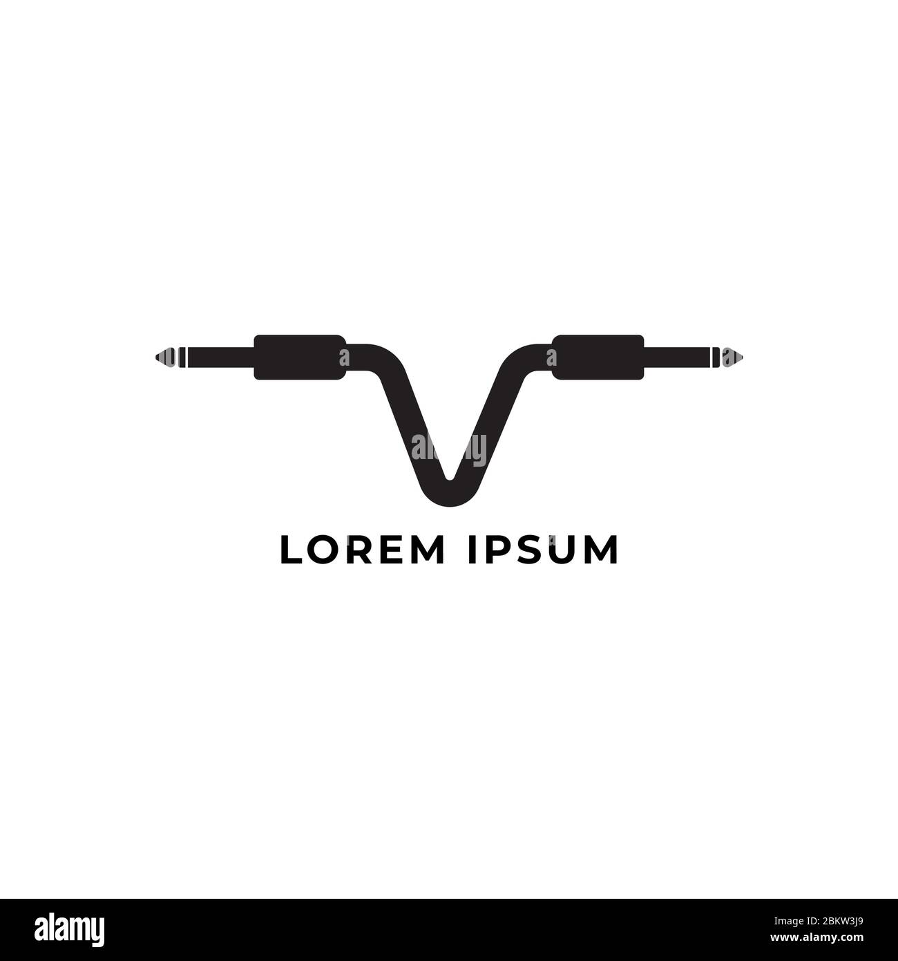 Cable jack logo concept forming Letter V Alphabet with ellipse shape ...