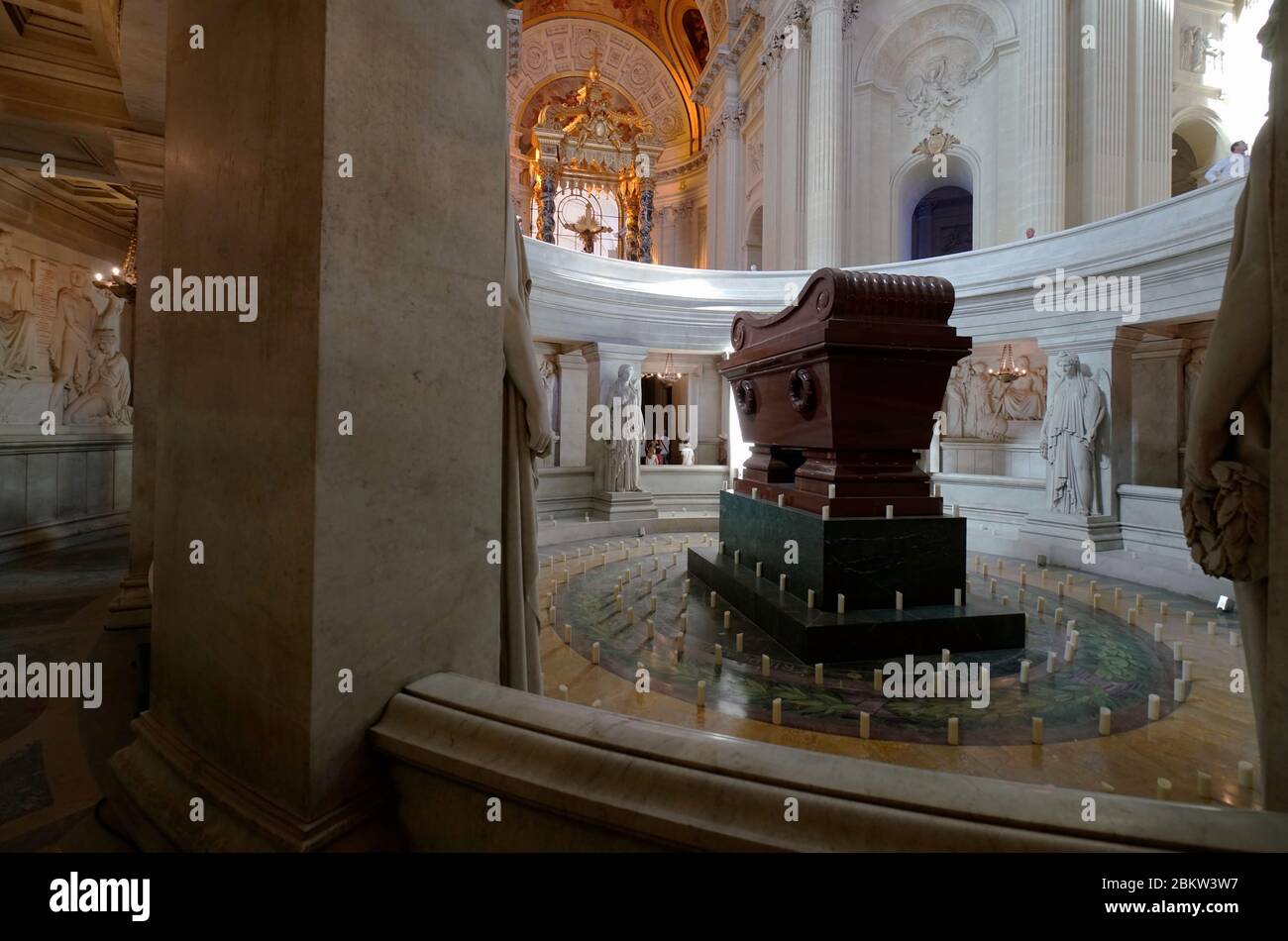 Napoleon's sarcophagus surrounded by Victory angels in crypt of ...
