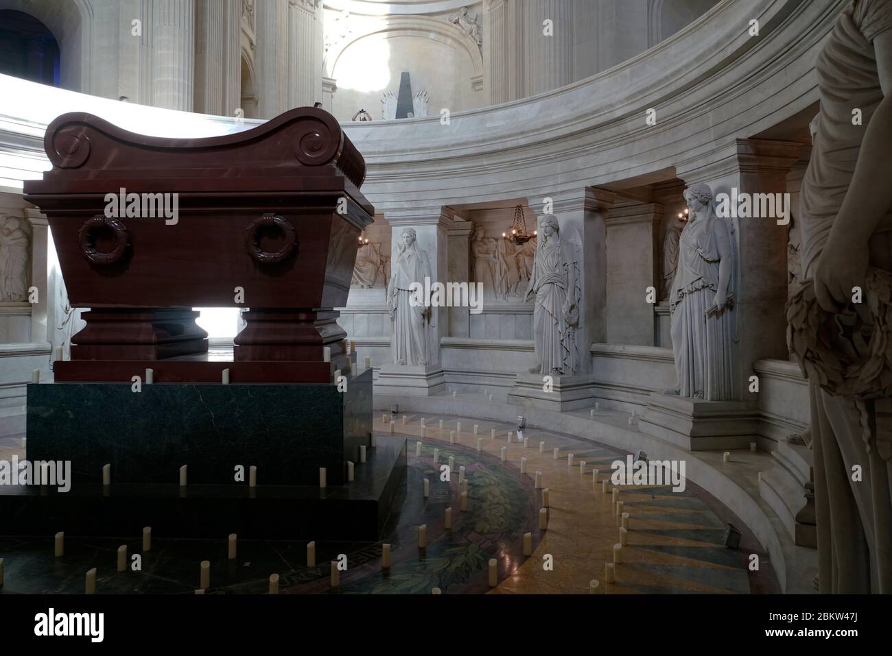 Napoleon's sarcophagus surrounded by Victory angels in crypt of ...