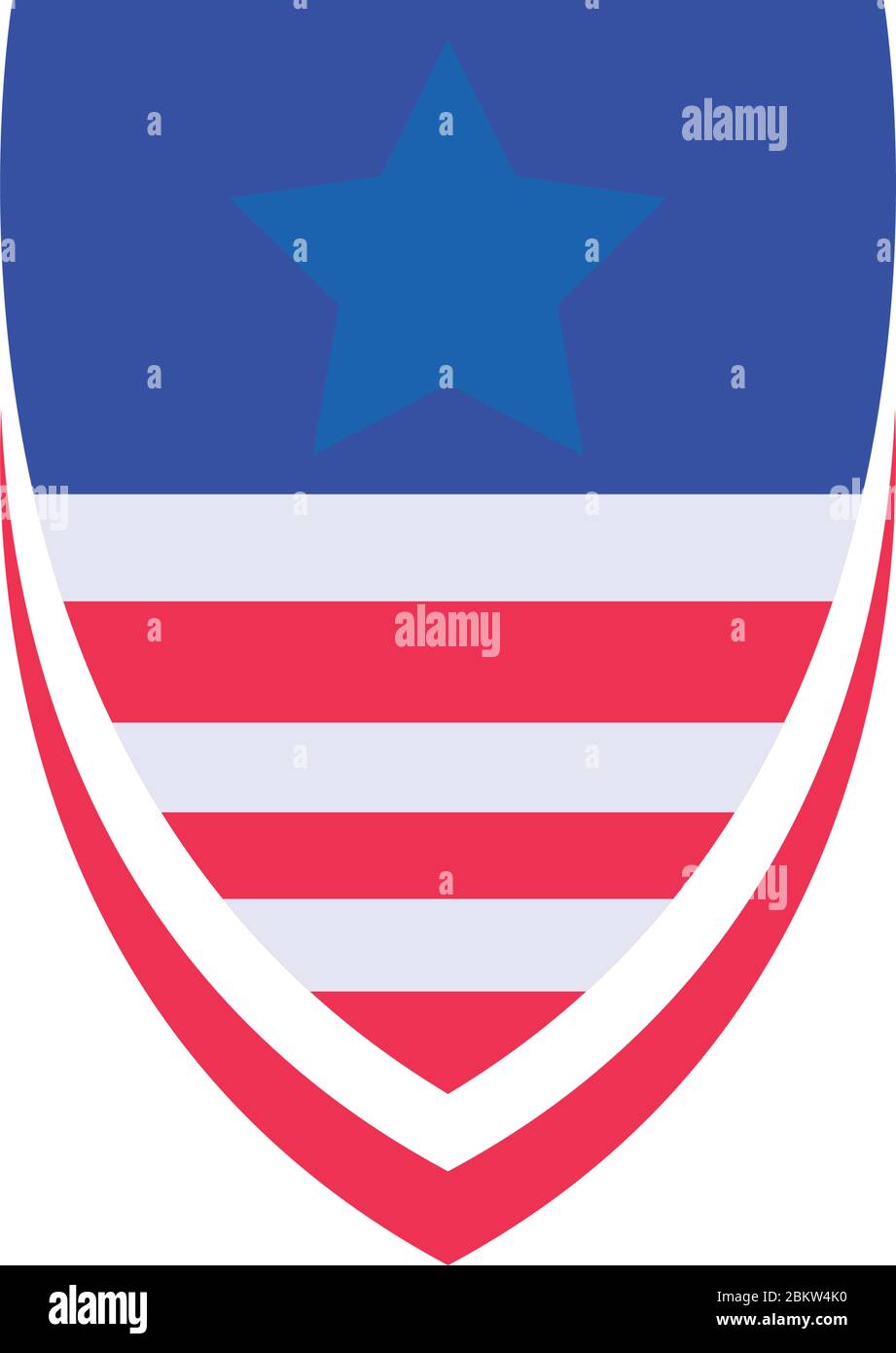 Usa flag shield flat style icon design, United states independence day ...
