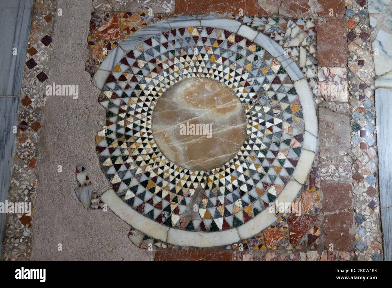 Colorful mosaics on the floor in the Church of St. Nicholas the ...