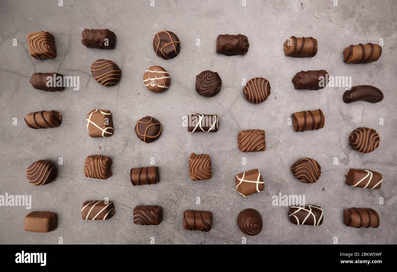 Delicious chocolates different shapes and taste Stock Photo - Alamy