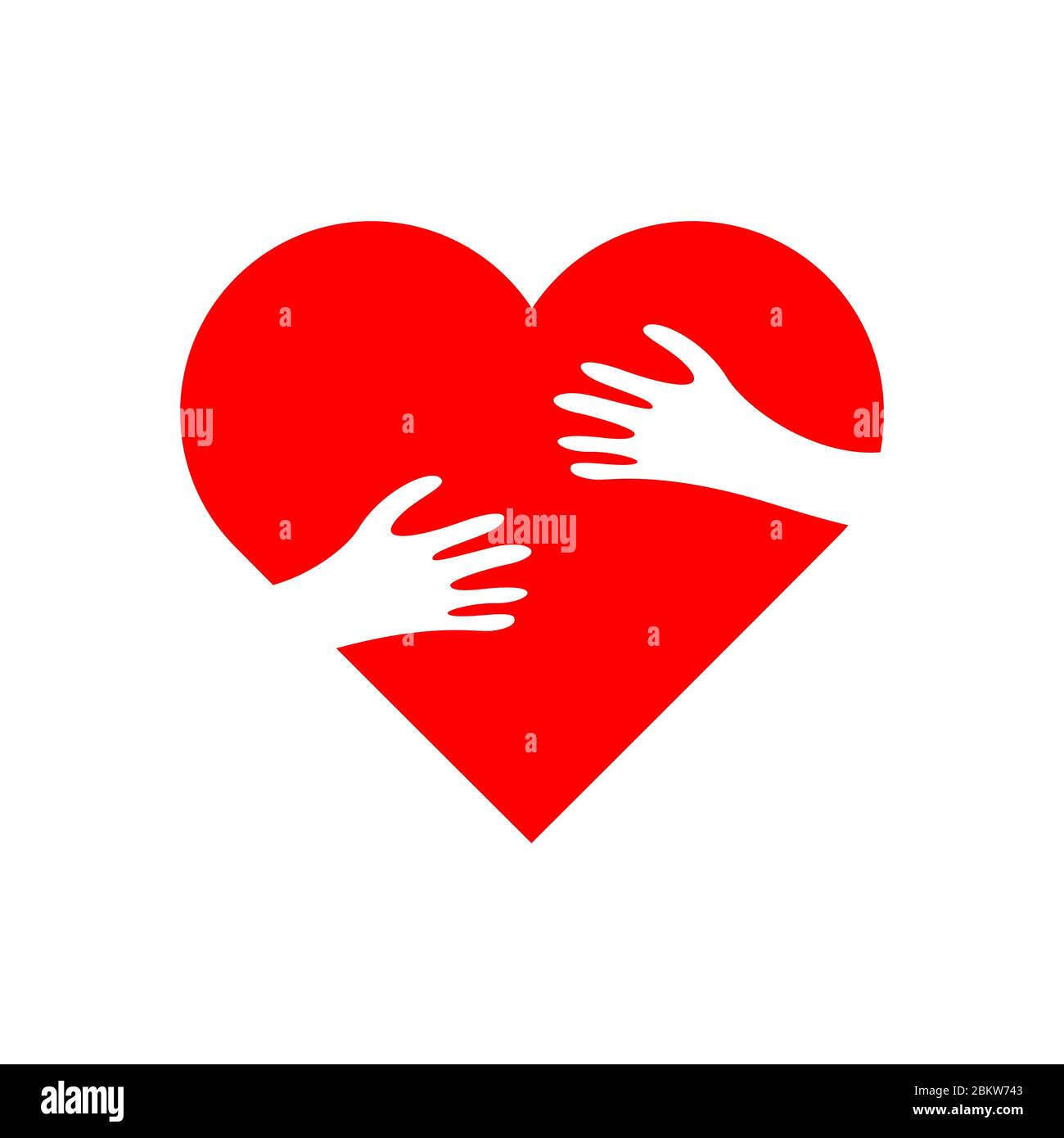 Heart with hugging arms. Love yourself. Flat vector illustration Stock ...