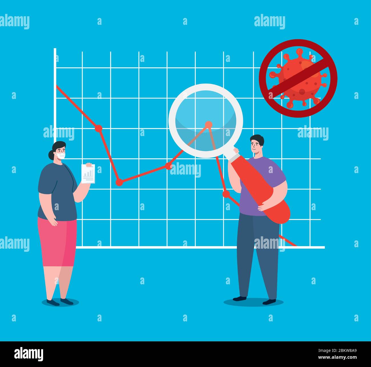 couple with infographic of financial recovery Stock Vector Image & Art ...