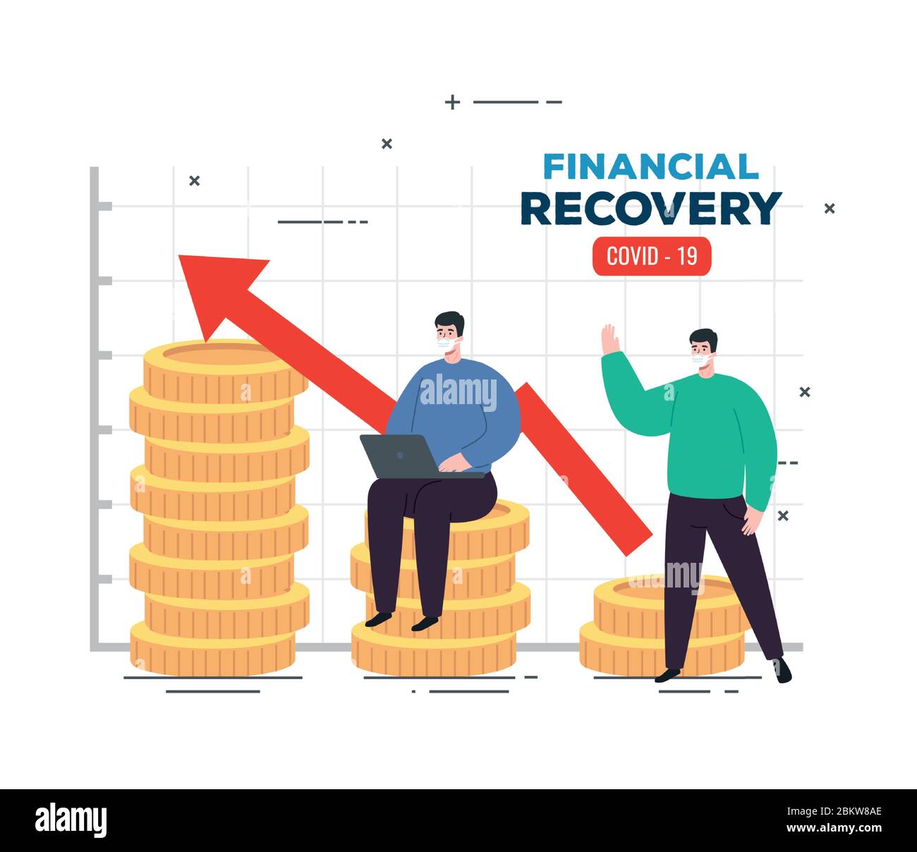 men with infographic of financial recovery Stock Vector Image & Art - Alamy