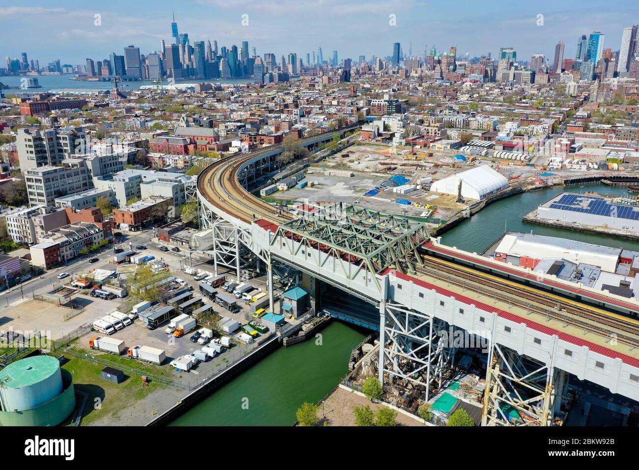 Panoramic view of the Gowanus Canal in Brooklyn with the Gowanus ...