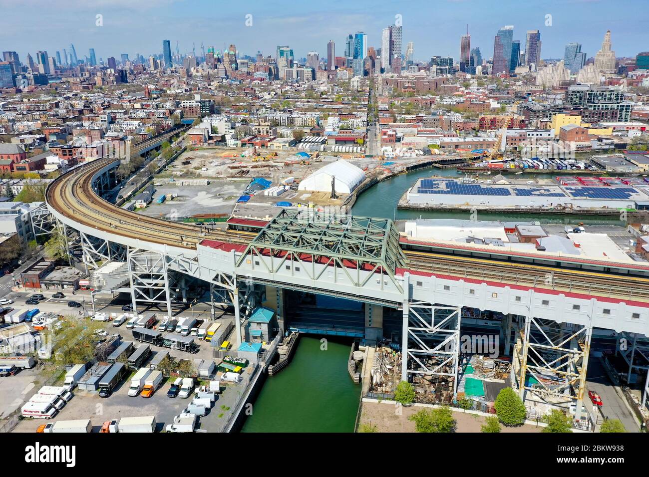 Panoramic view of the Gowanus Canal in Brooklyn with the Gowanus ...