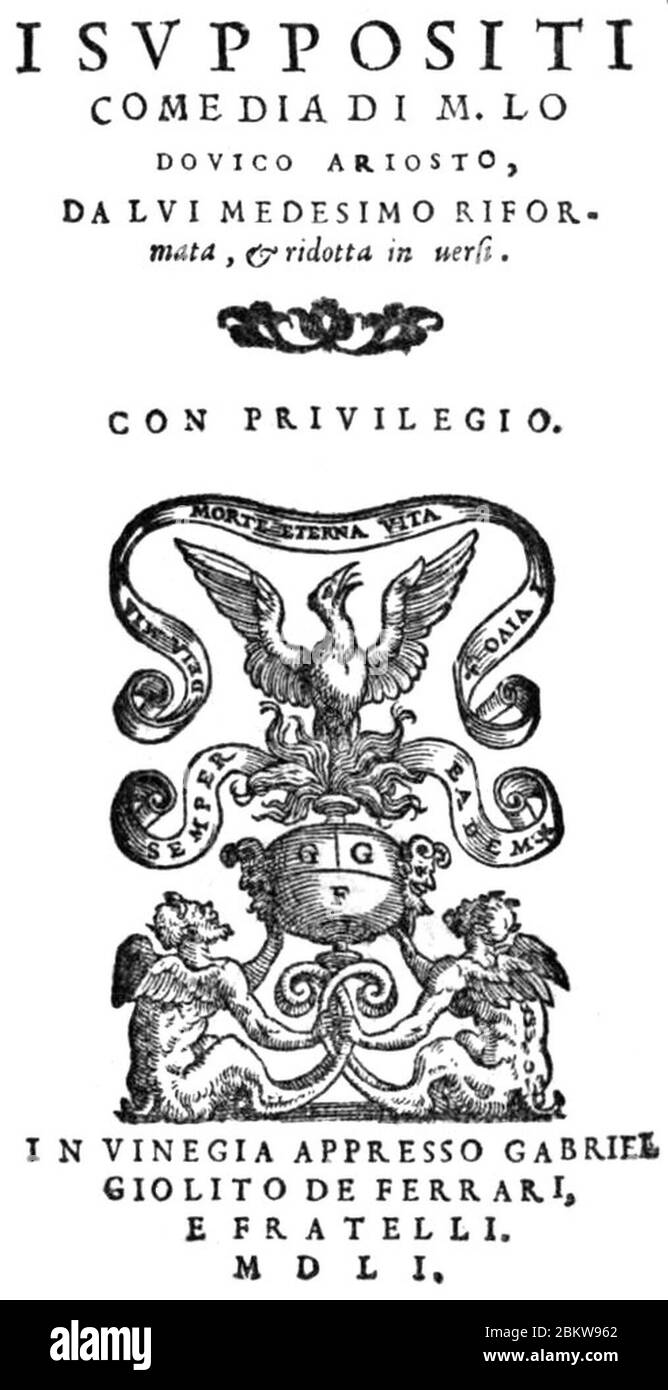 I Suppositi (1551 Stock Photo - Alamy