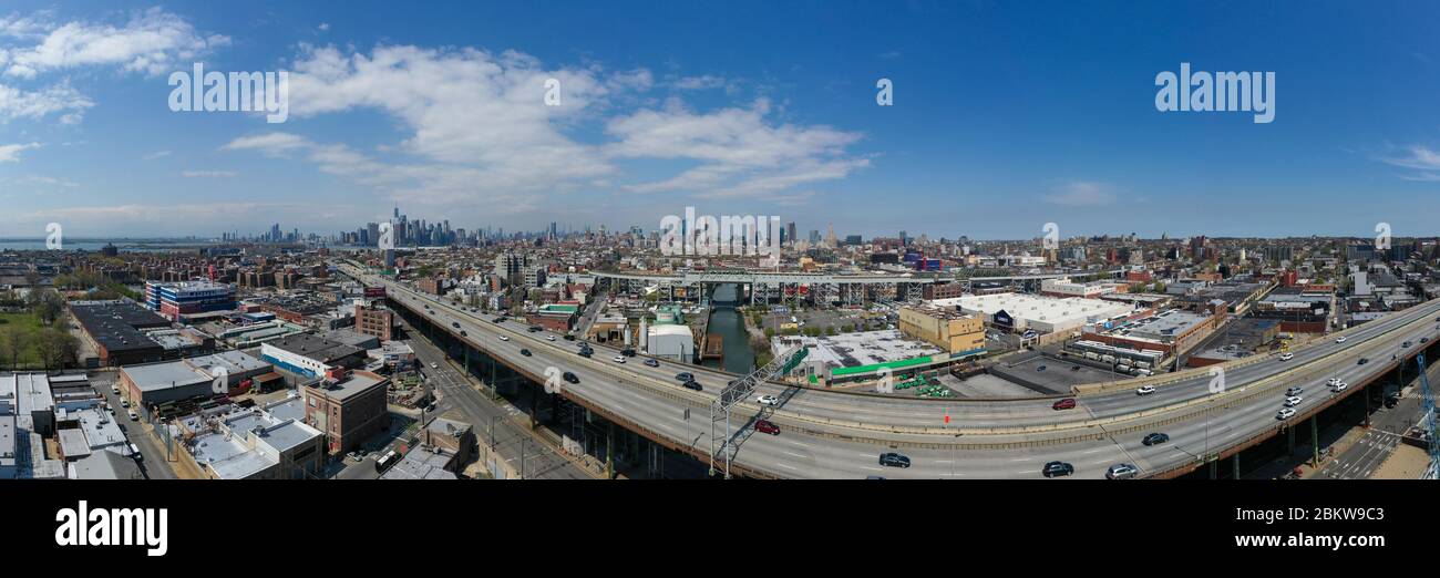 Panoramic view of the Gowanus Canal in Brooklyn with the Gowanus ...