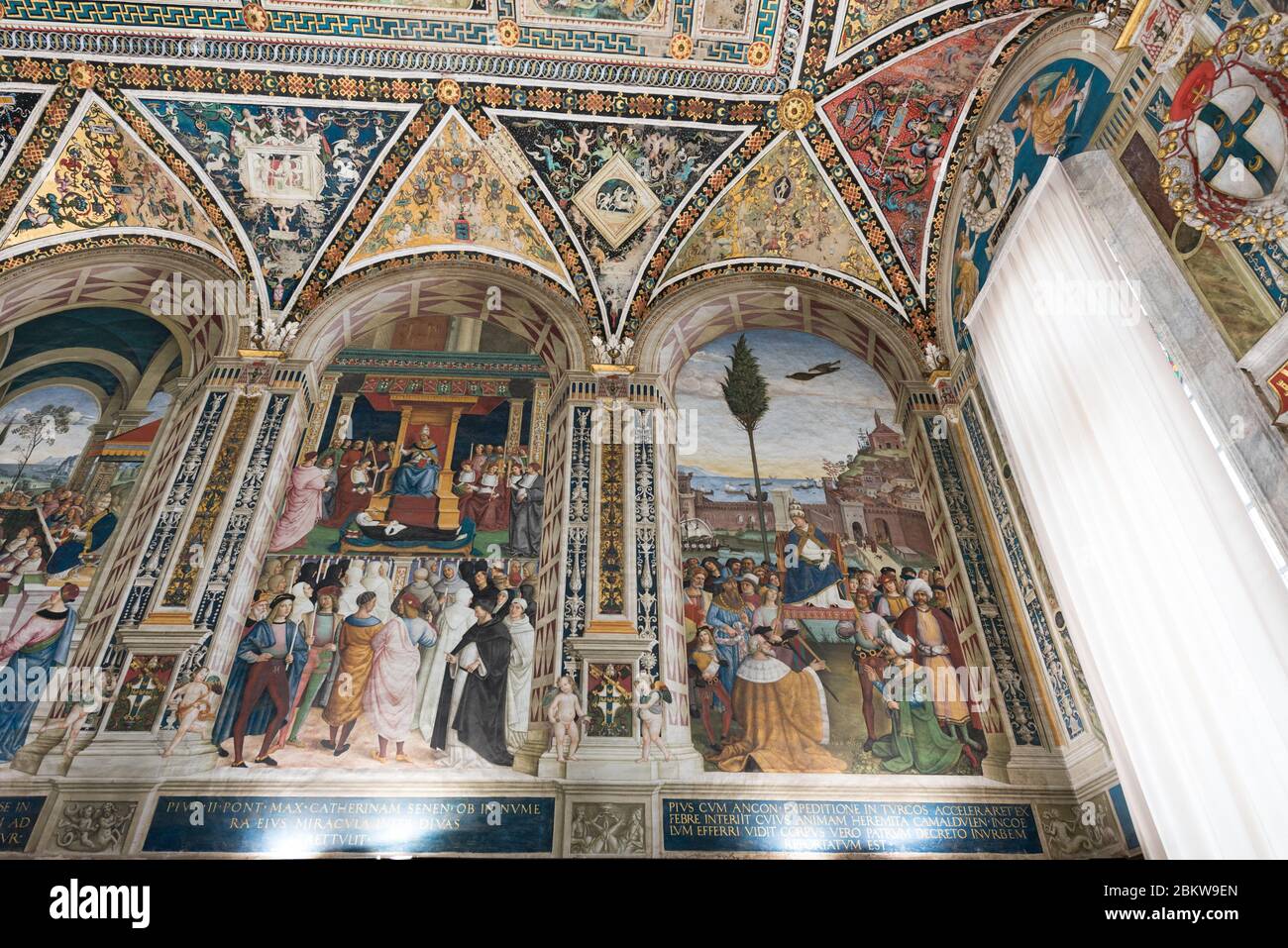 SIENA, ITALY - 13, MARCH, 2018: Horizontal picture of the colorful ...