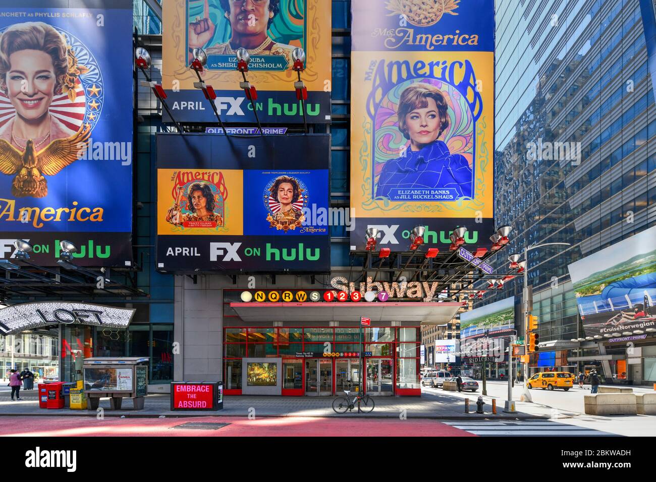 New York, NY - April 19, 2020: Times Square subway station in New York ...
