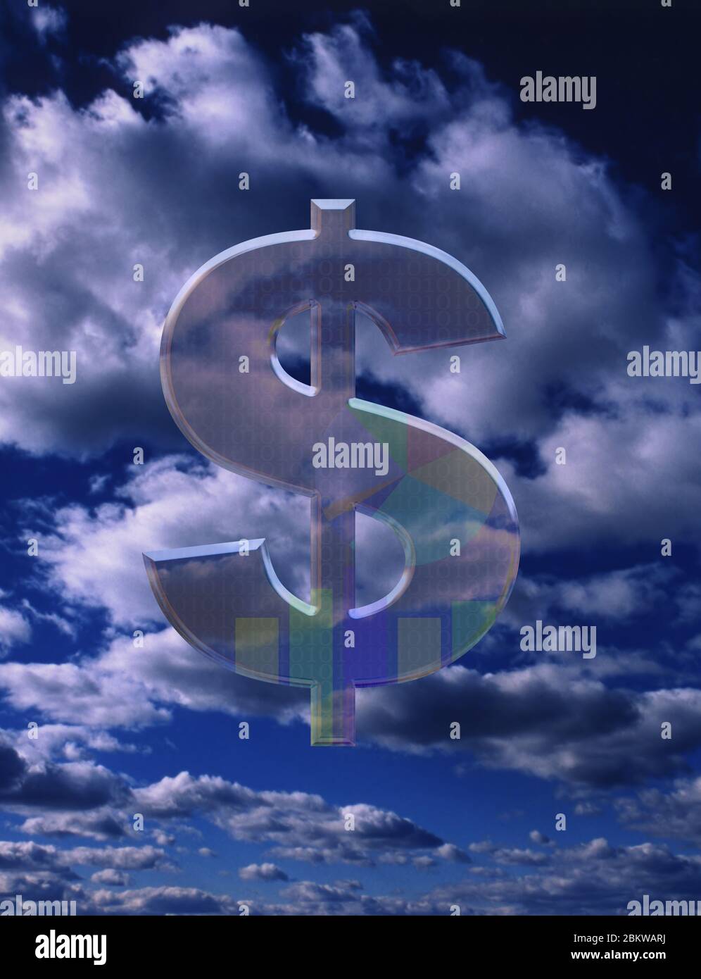 Dollar sign with binary code in clouds Stock Photo - Alamy