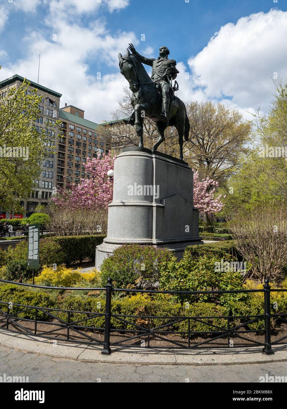 Equestrian statue of General George Washington along the south side of ...