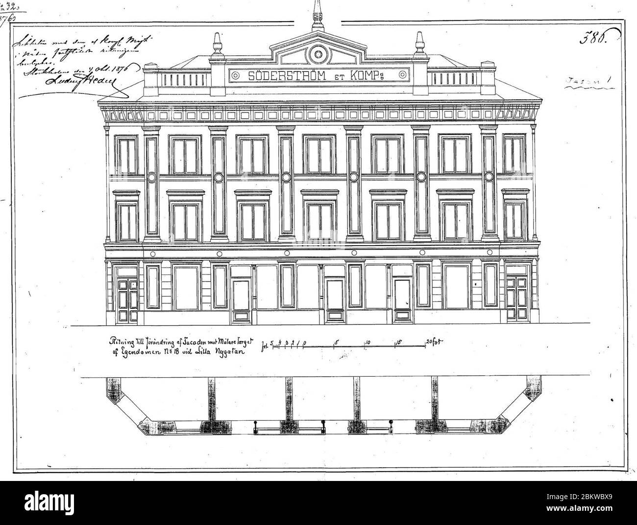 Iason 1, fasadritning 1876 Stock Photo - Alamy
