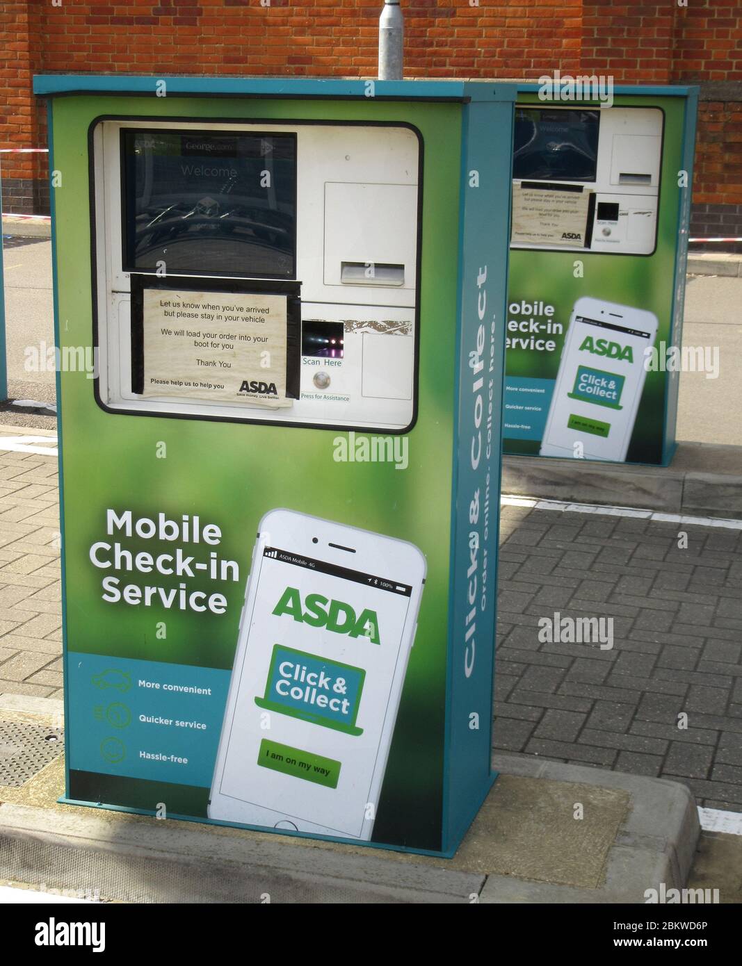 London, UK. 3rd May, 2020. A mobile check in service at a supermarket ...