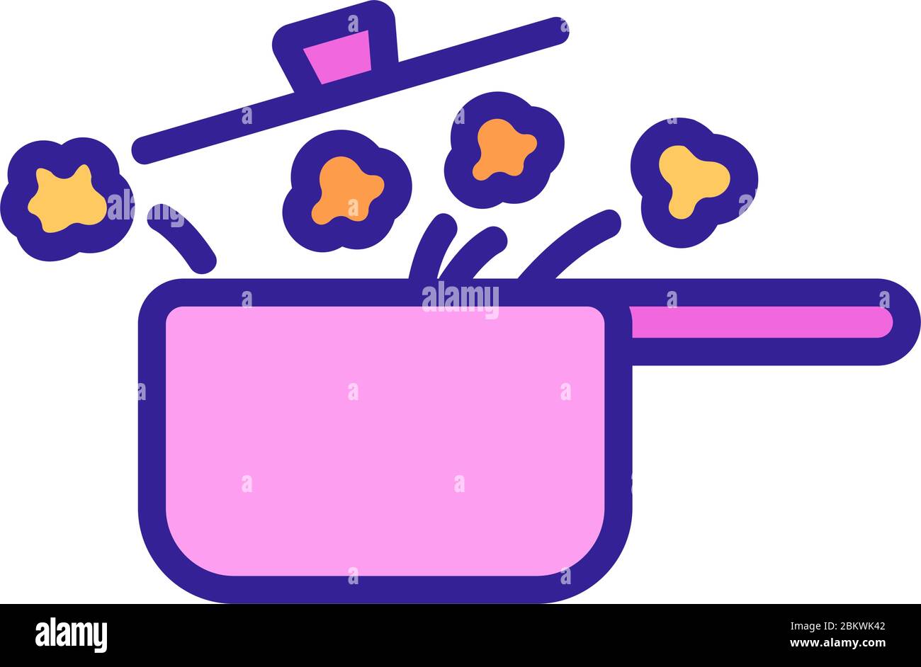 cooking popcorn in pan icon vector outline illustration Stock Vector ...