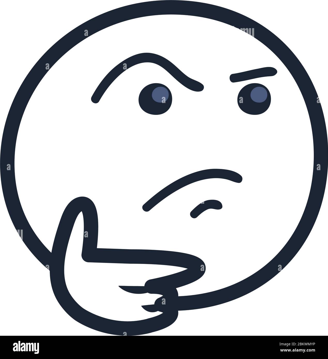 thinking emoji face line style icon design, Cartoon expression emoticon ...