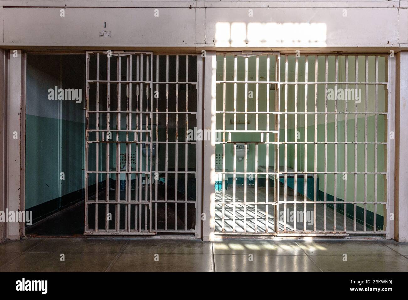 Two prison cells at Alcatraz Federal Penitentiary Stock Photo - Alamy