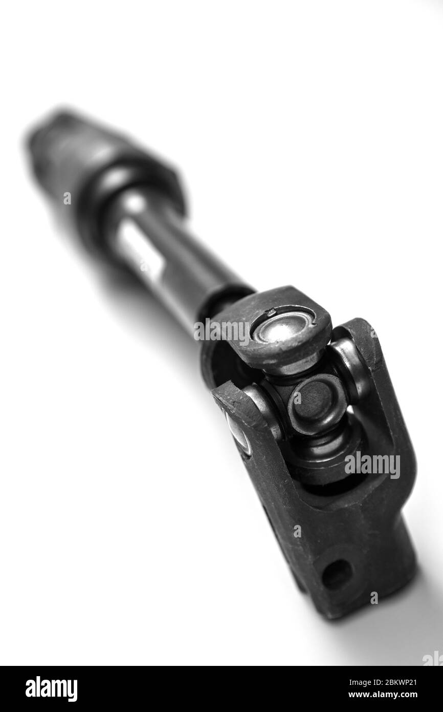 crosspiece of a car steering shaft at shallow depth of field on a white ...
