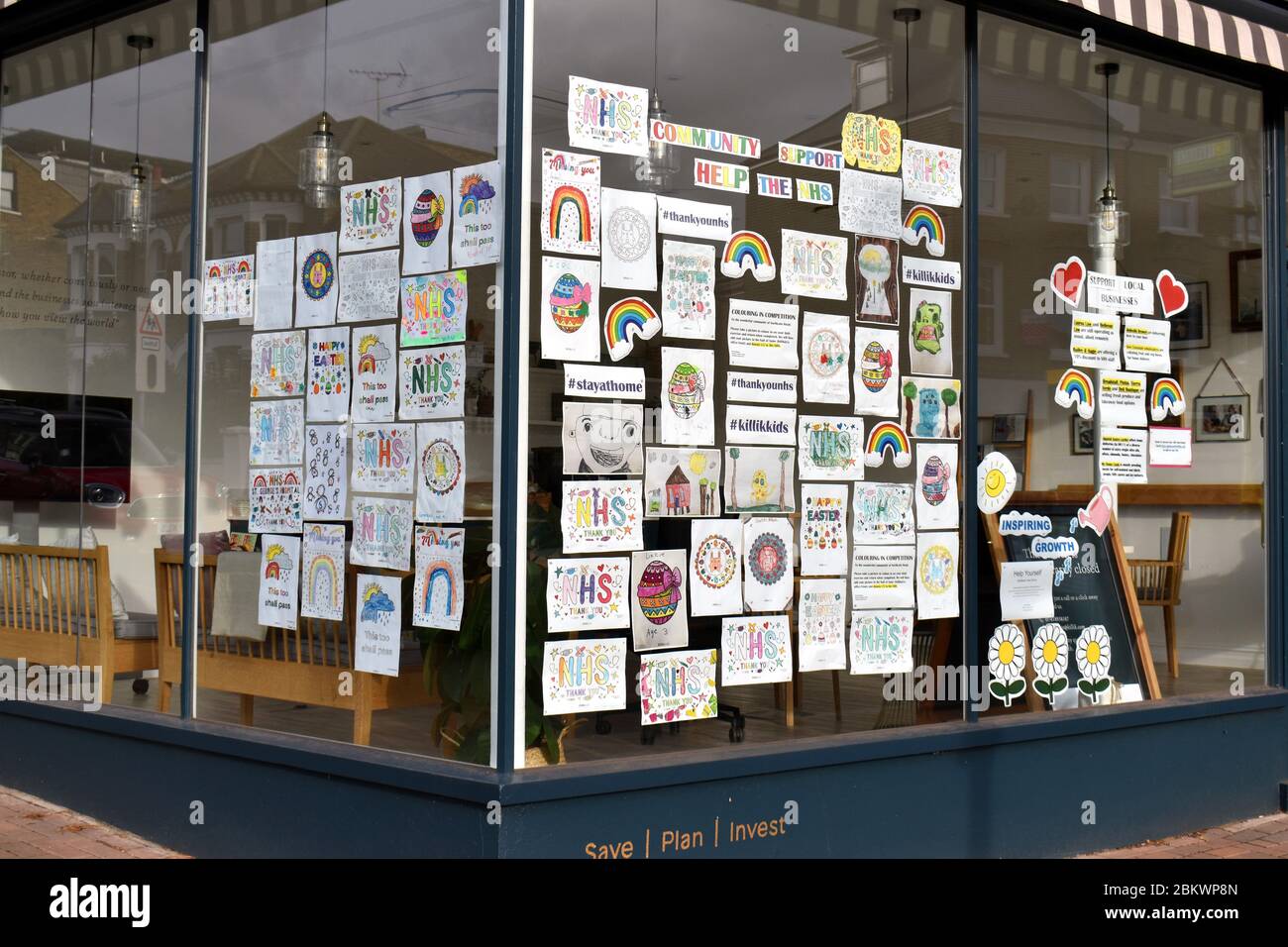 London, UK, 29 April 2020 NHS rainbows drawn by children in support ...