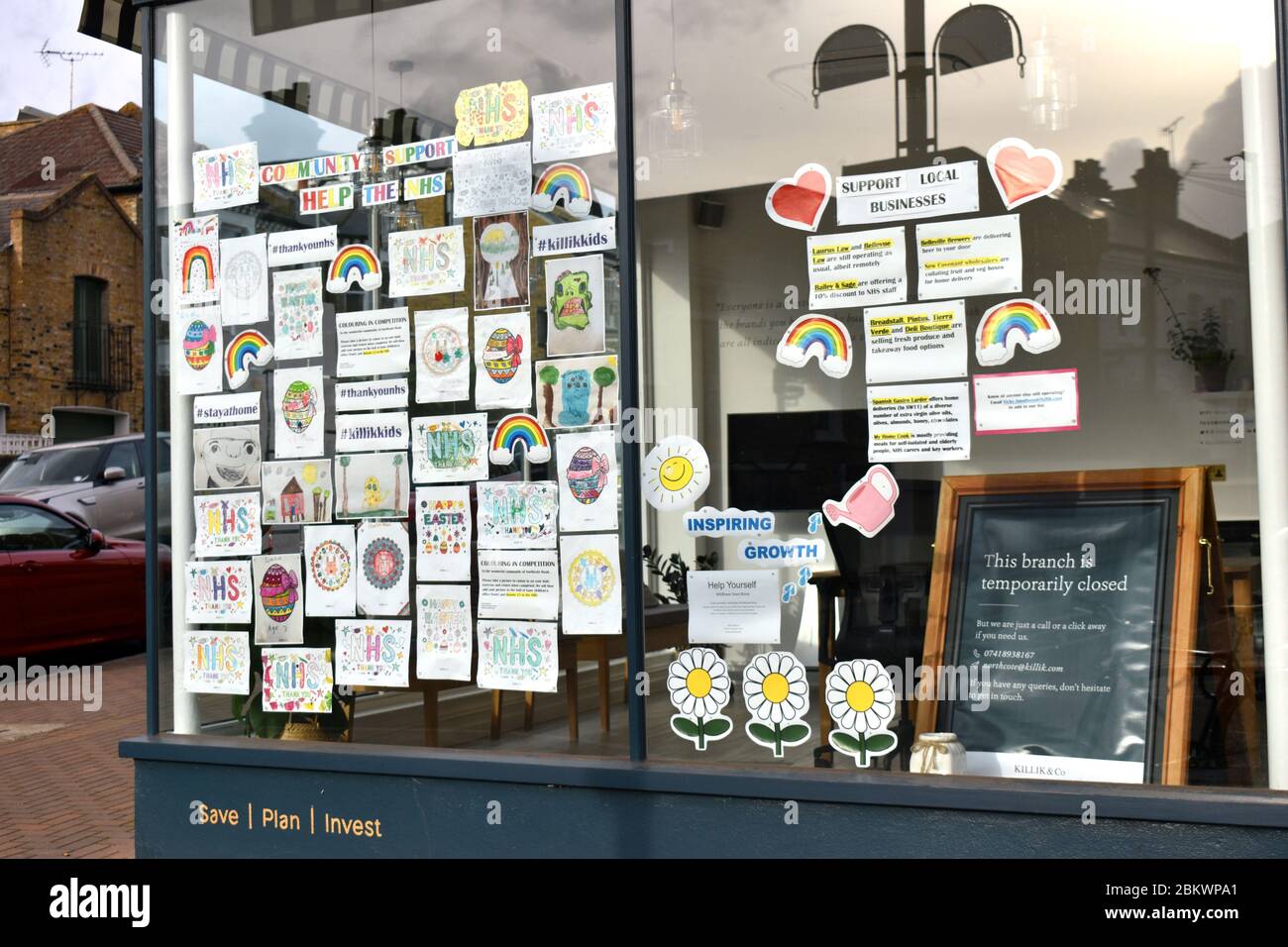 London, UK, 29 April 2020 NHS rainbows drawn by children in support ...