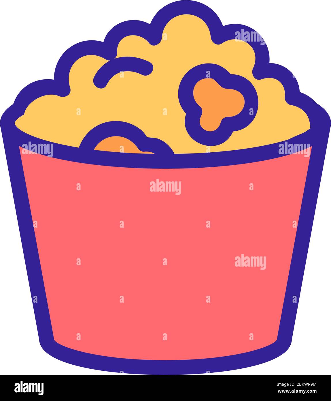 bucket of popcorn icon vector outline illustration Stock Vector Image ...