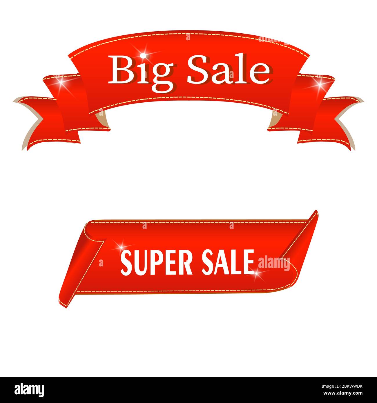 Set of red sale banners isolated. Vector 3d scrolls Stock Photo - Alamy