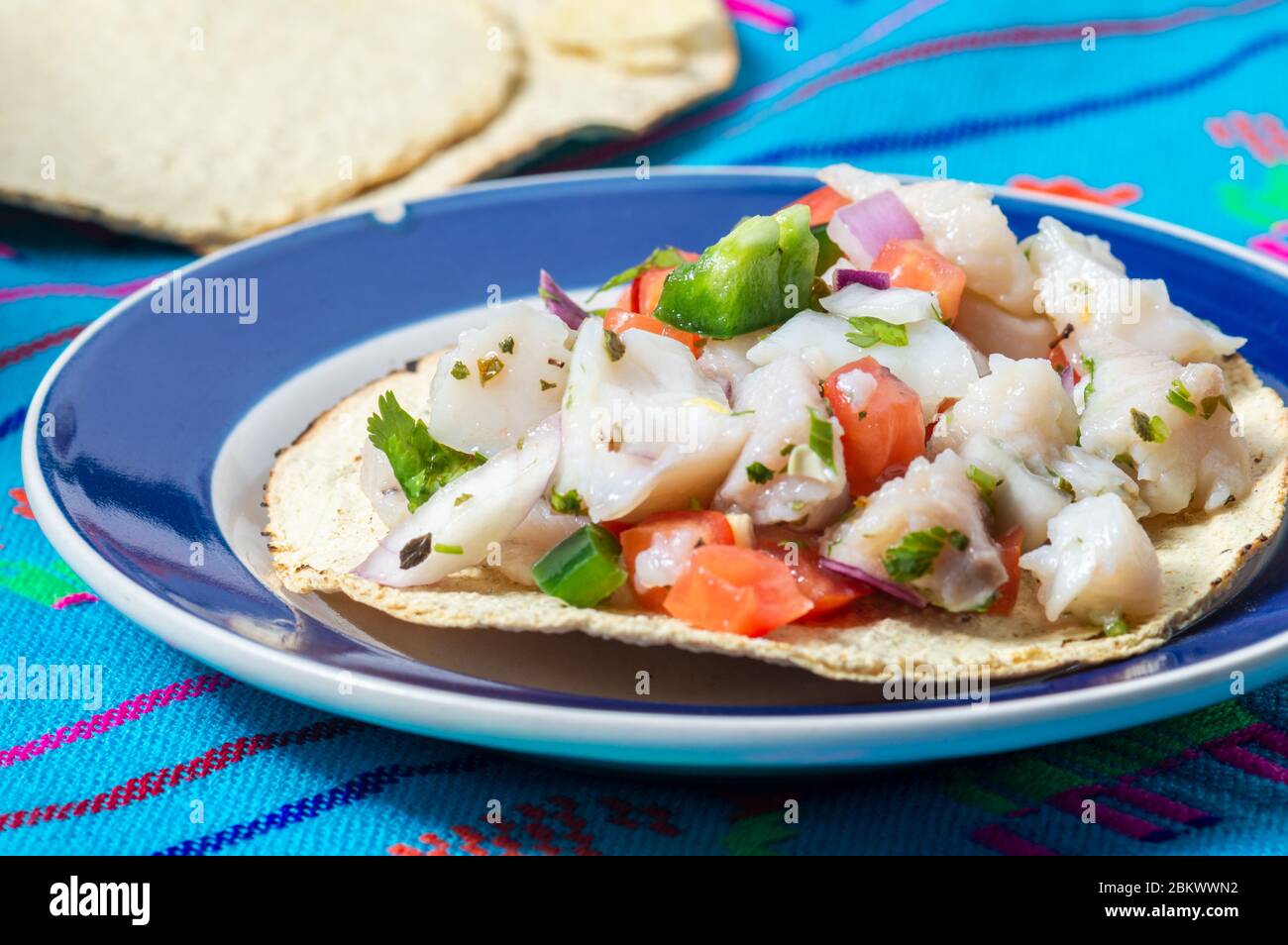 Mexican fish ceviche with crispy fried tortillas Stock Photo - Alamy