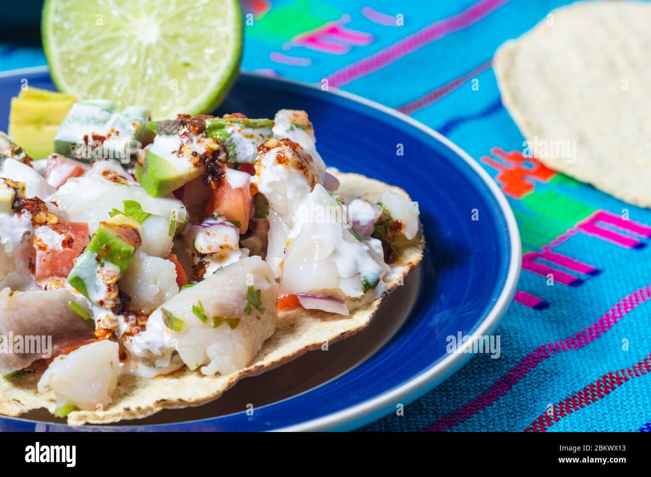 Mexican fish ceviche with crispy fried tortillas Stock Photo - Alamy