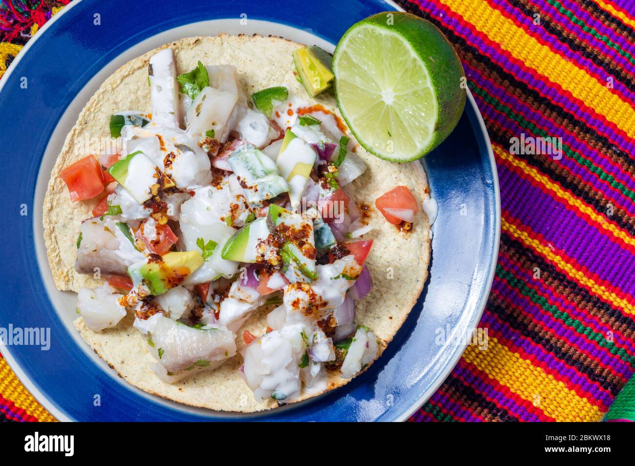 Mexican fish ceviche with crispy fried tortillas Stock Photo - Alamy