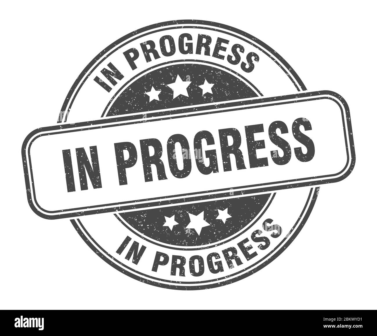 in progress stamp. in progress round grunge sign. label Stock Vector ...