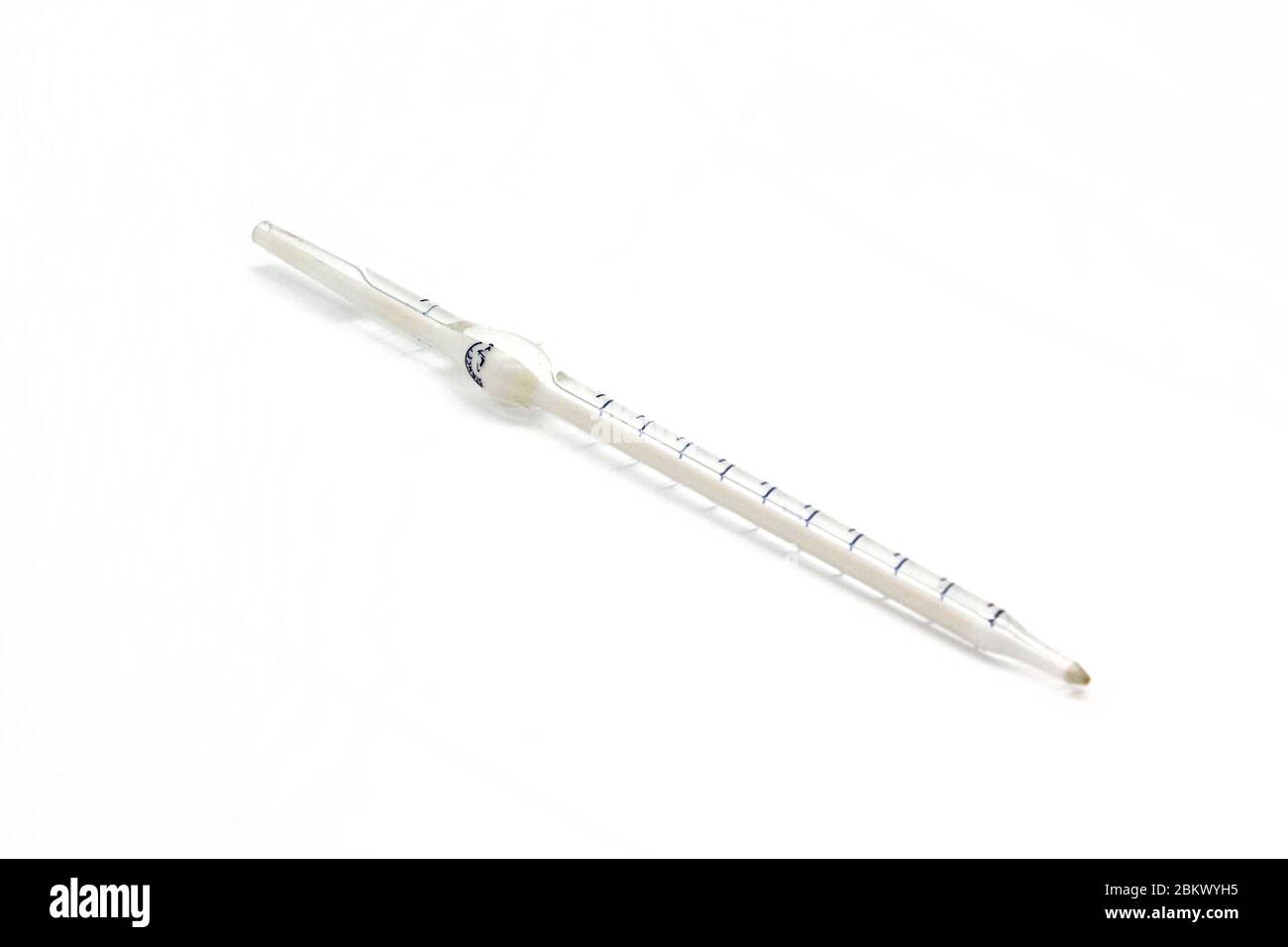 Old laboratory pipette, isolated on white background, close-up Stock ...