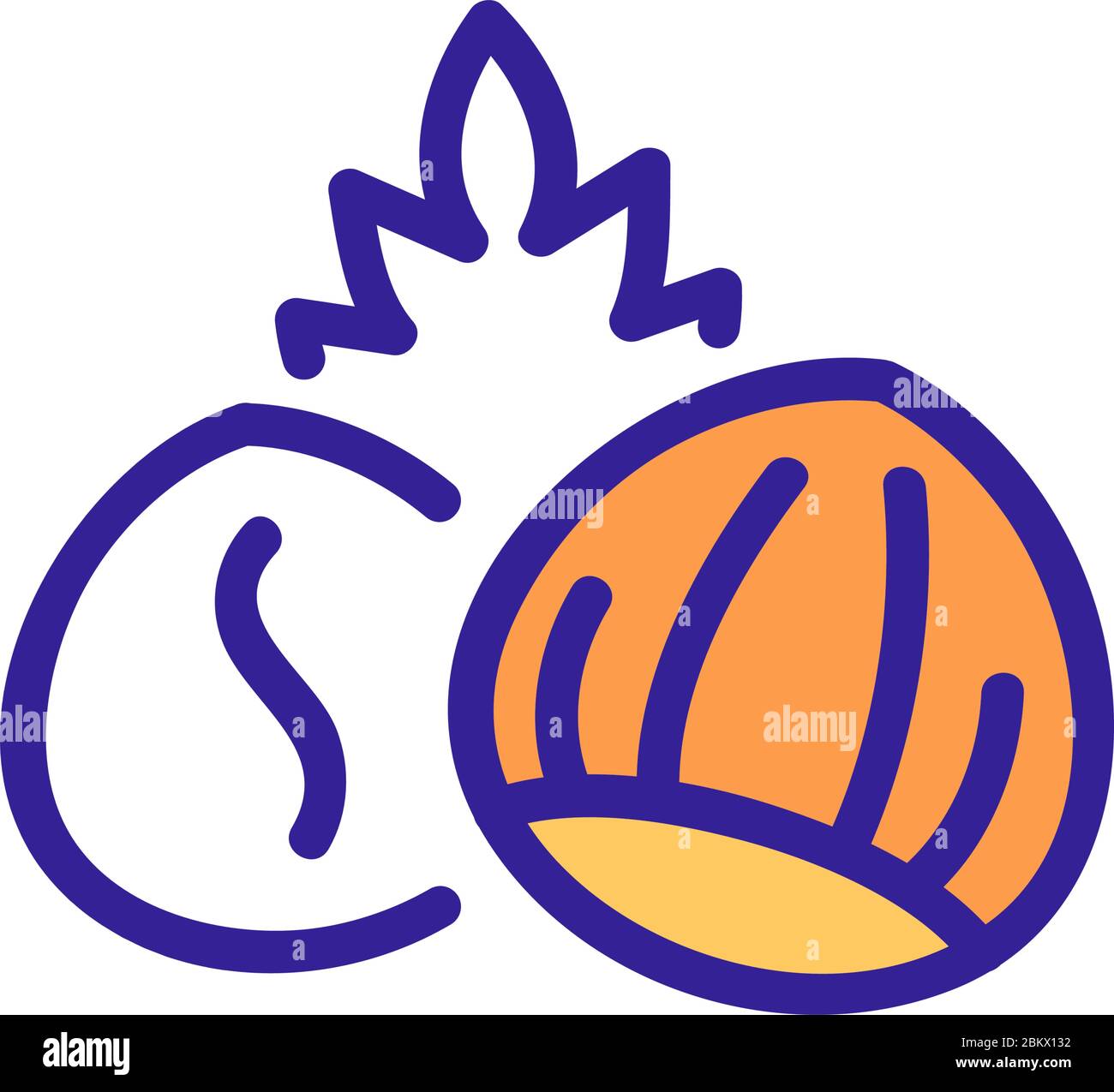 hazelnut with leaf icon vector outline illustration Stock Vector Image ...