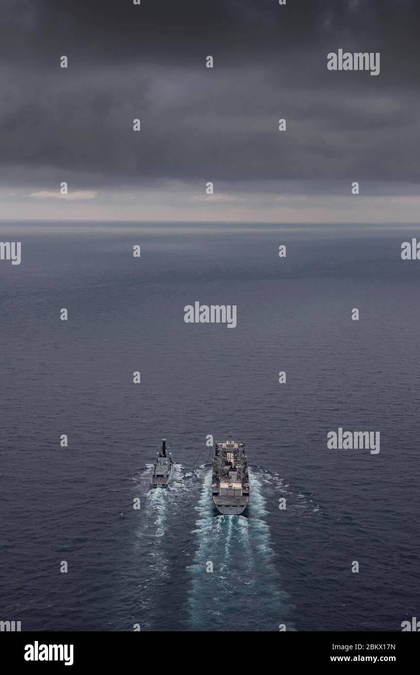 The Duke-class frigate HMS Kent (F78) takes part in a replenishment-at ...