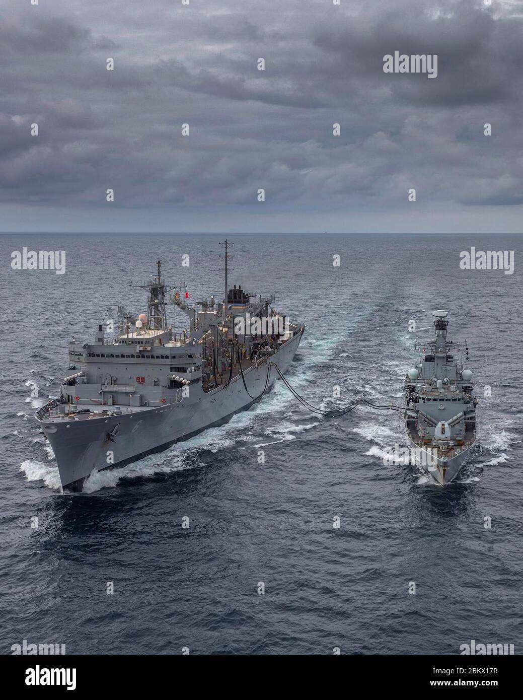 The Duke-class frigate HMS Kent (F78) takes part in a replenishment-at ...